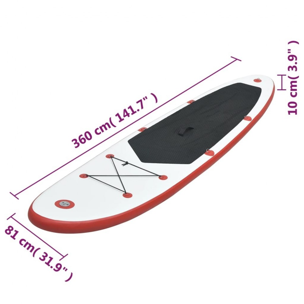 Stand Up Paddle Planche à rame Rouge et blanc de 360 x 81 x 10cm sur ...