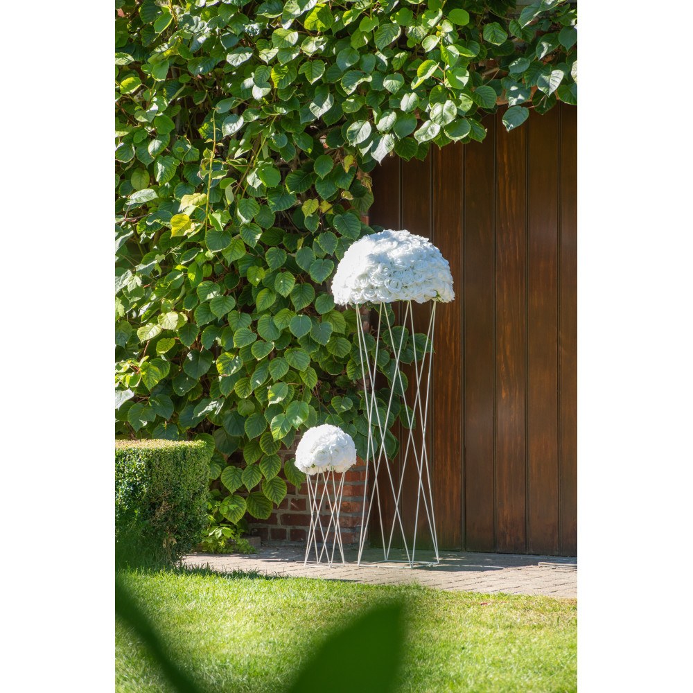 Boule De Fleurs 1/2 Rose Plastique Blanc Taille Moyenne De Jolipa ...