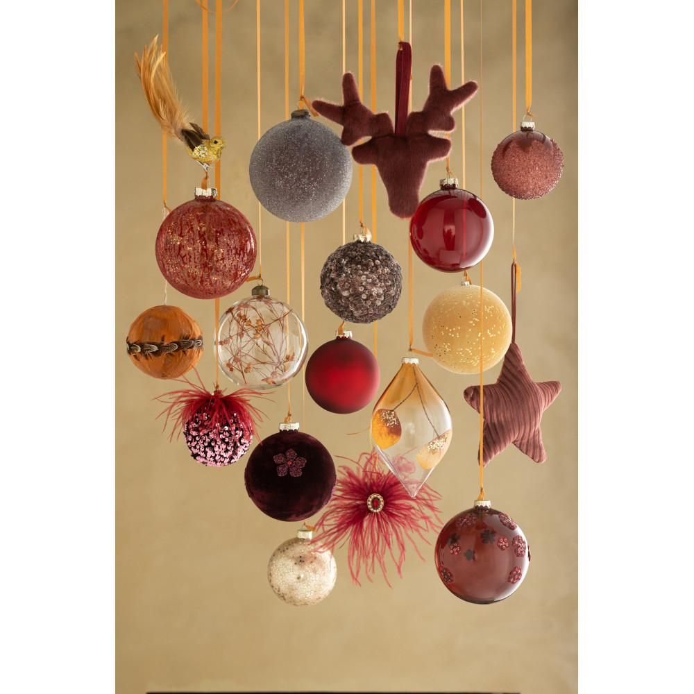 Boite De 6 Boules De Noel Fleurs Sechees Rouille Verre Transparant L De ...