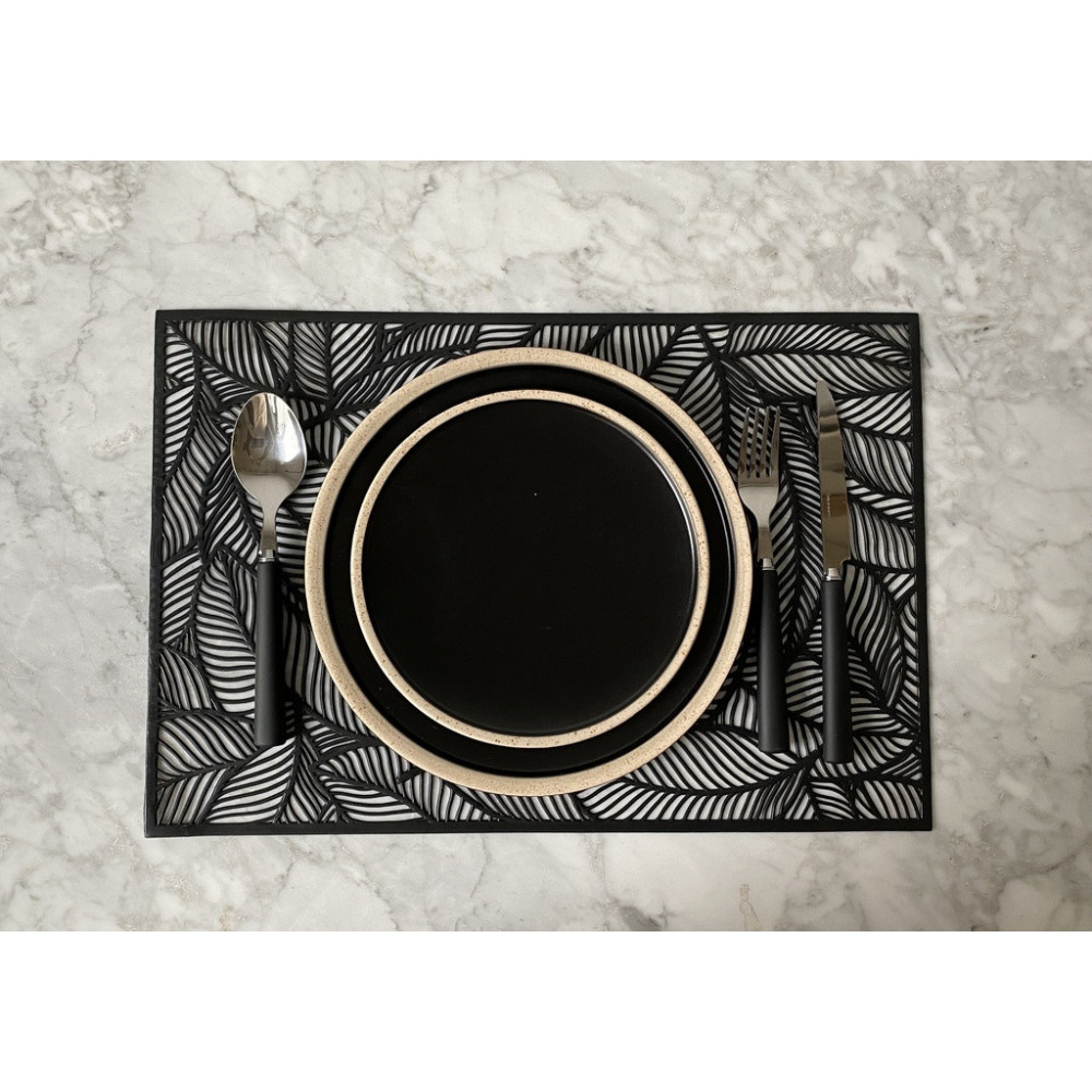 Ustensile Cuisine Set De Table Rectangle Feuilles Noir De Opjet ...