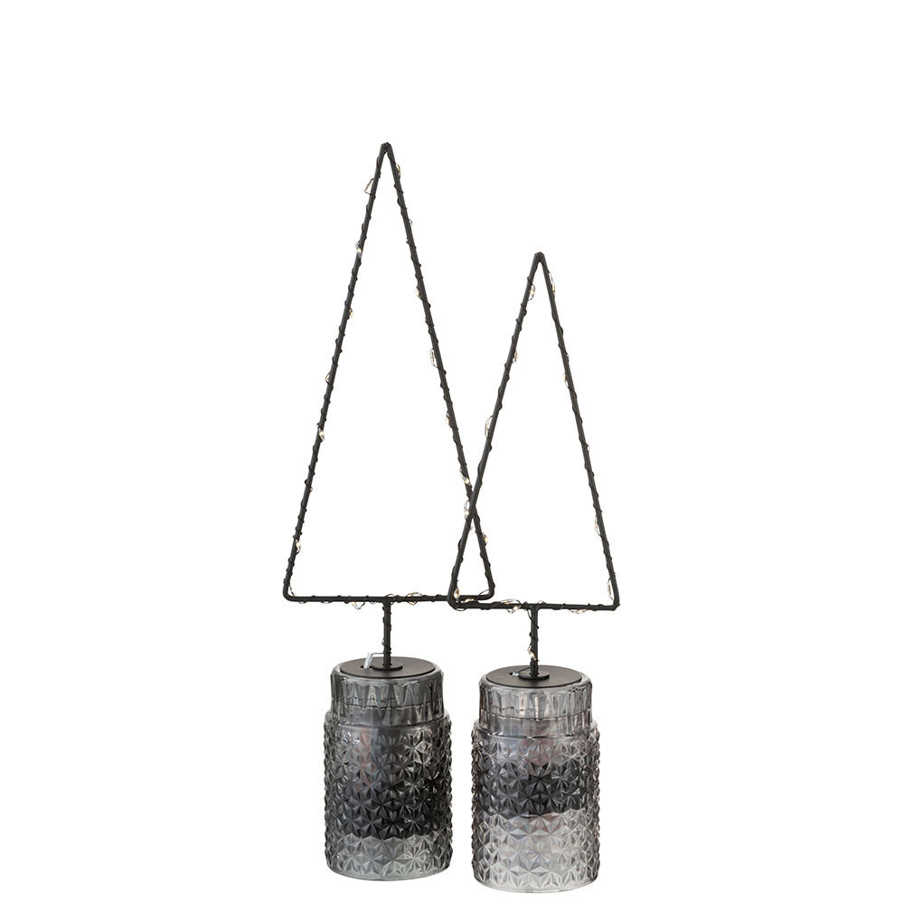 Sapin De Noël + Led + Piles Ouvert Metal Noir Moyen De Jolipa - 10Cm X ...