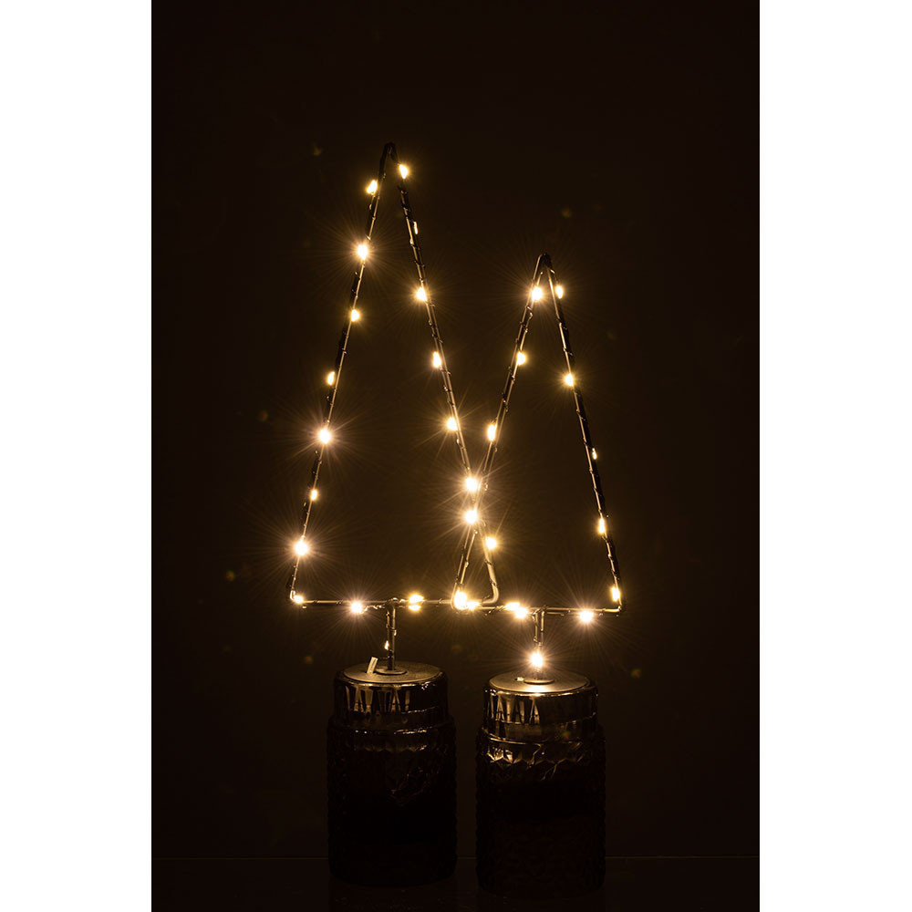 Sapin De Noël + Led + Piles Ouvert Metal Noir Moyen De Jolipa - 10Cm X ...
