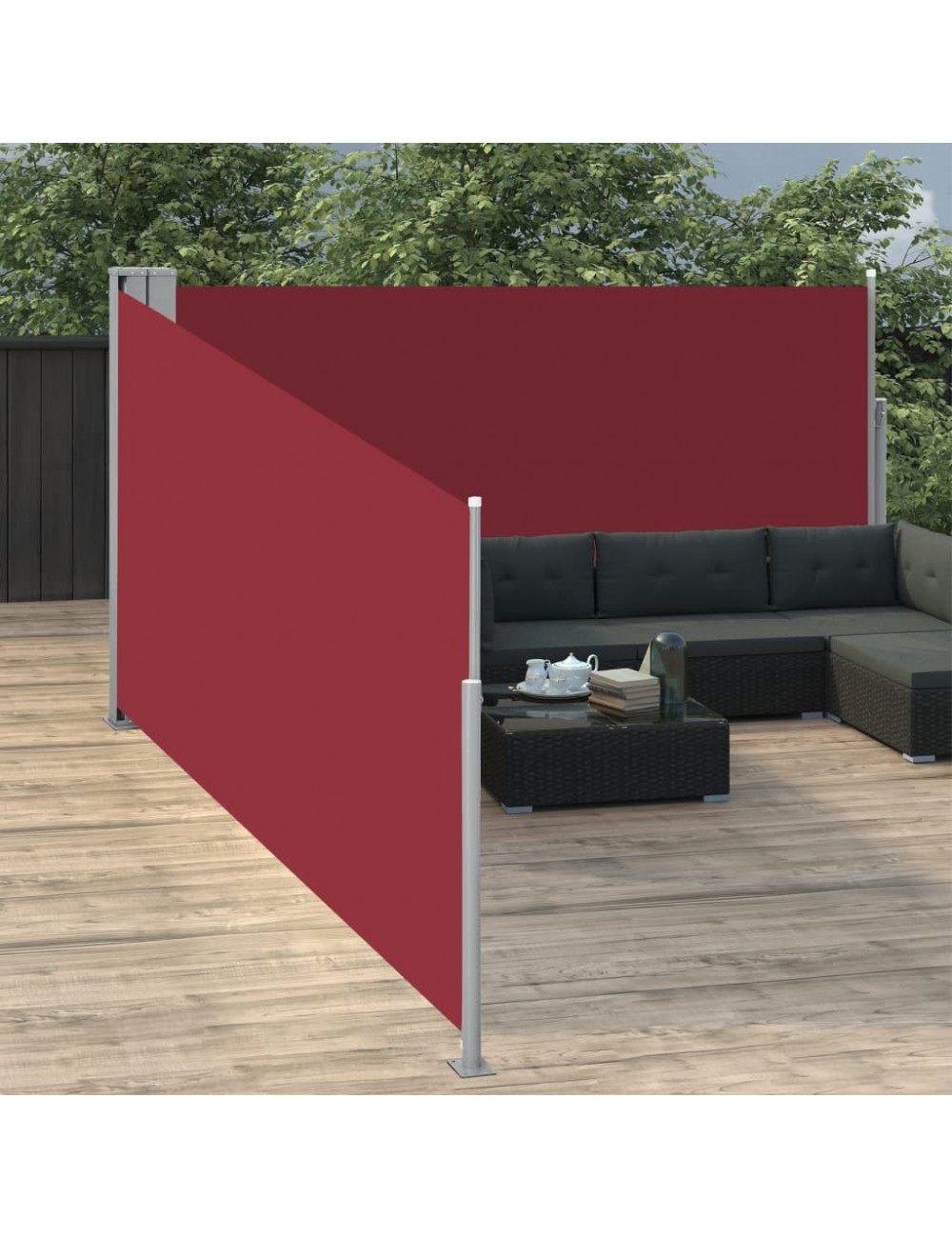 Paravent rétractable d'extérieur de 140 x 1000 cm Rouge | Jardinao.com