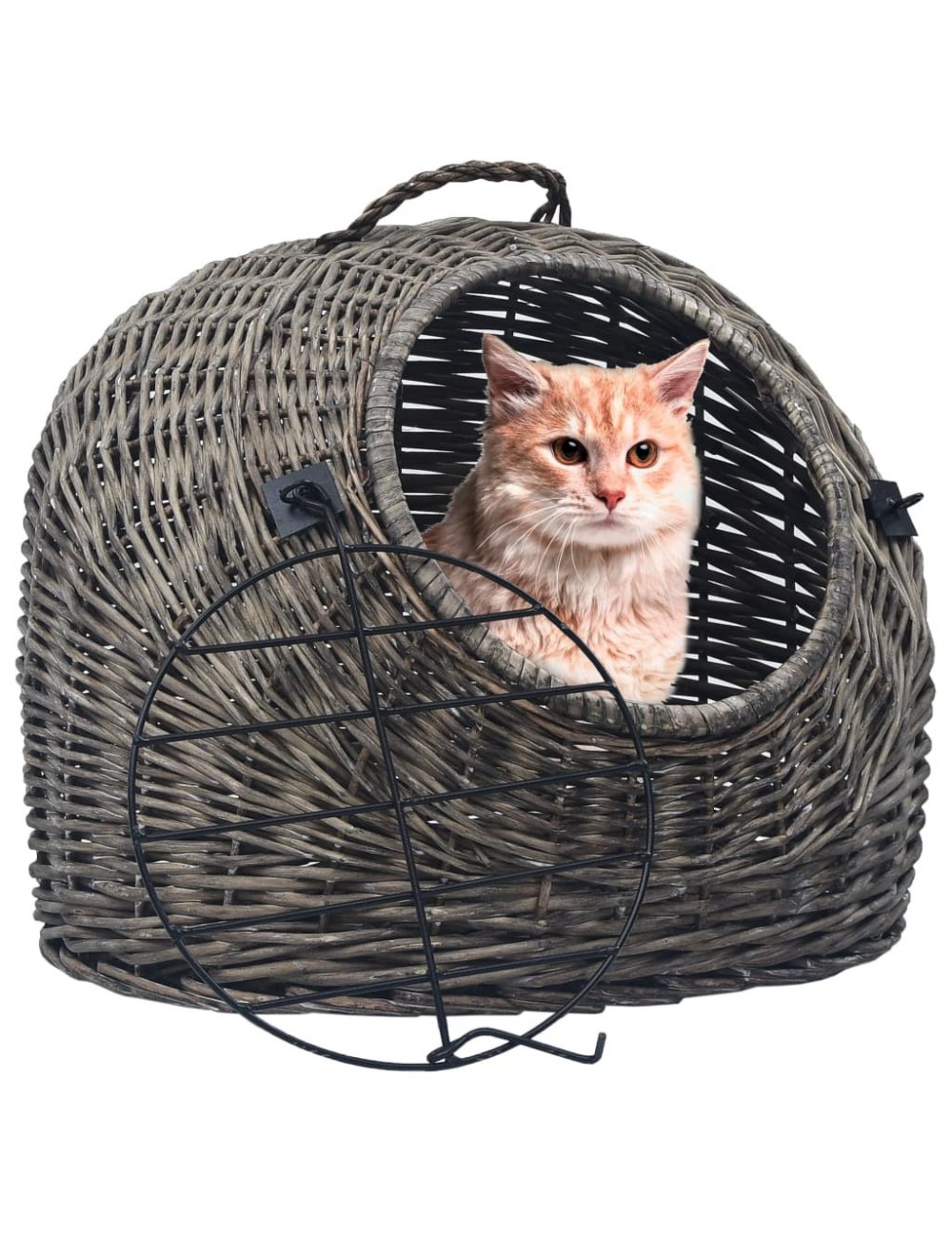 Cage de transport pour chats Gris 45x35x35 cm Saule naturel | Jardinao.com