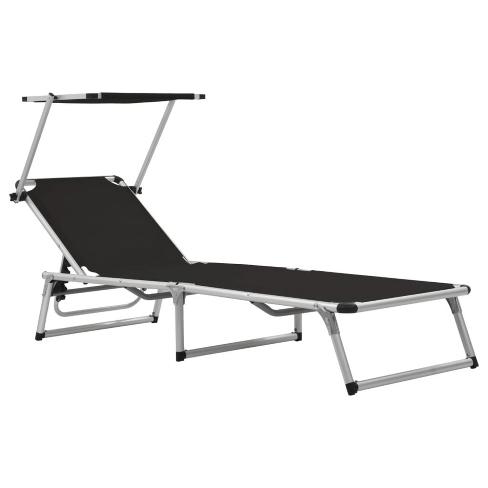 Transat pliable en Aluminium de couleur Noir | Jardinao