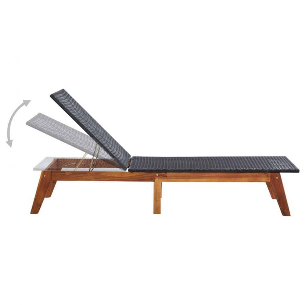 Transat pliable en Bois de couleur Noir | Jardinao