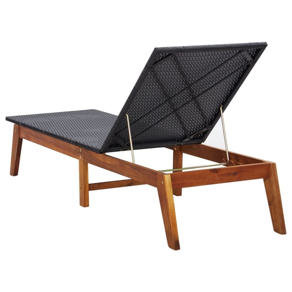 Transat pliable en Bois de couleur Noir | Jardinao