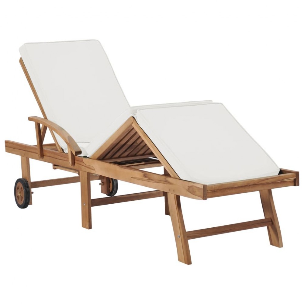 Transat avec coussin en Bois de couleur Crème | Jardinao